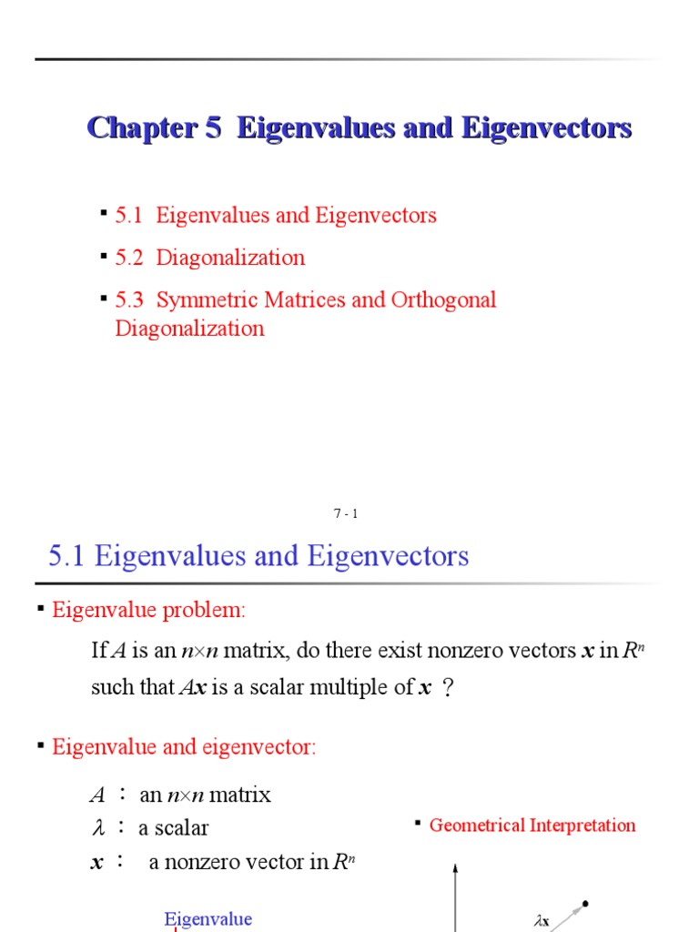 Chapter 5 Eigenvalues and Eigenvectors | PDF | Eigenvalues And Eigenvectors | Operator Theory