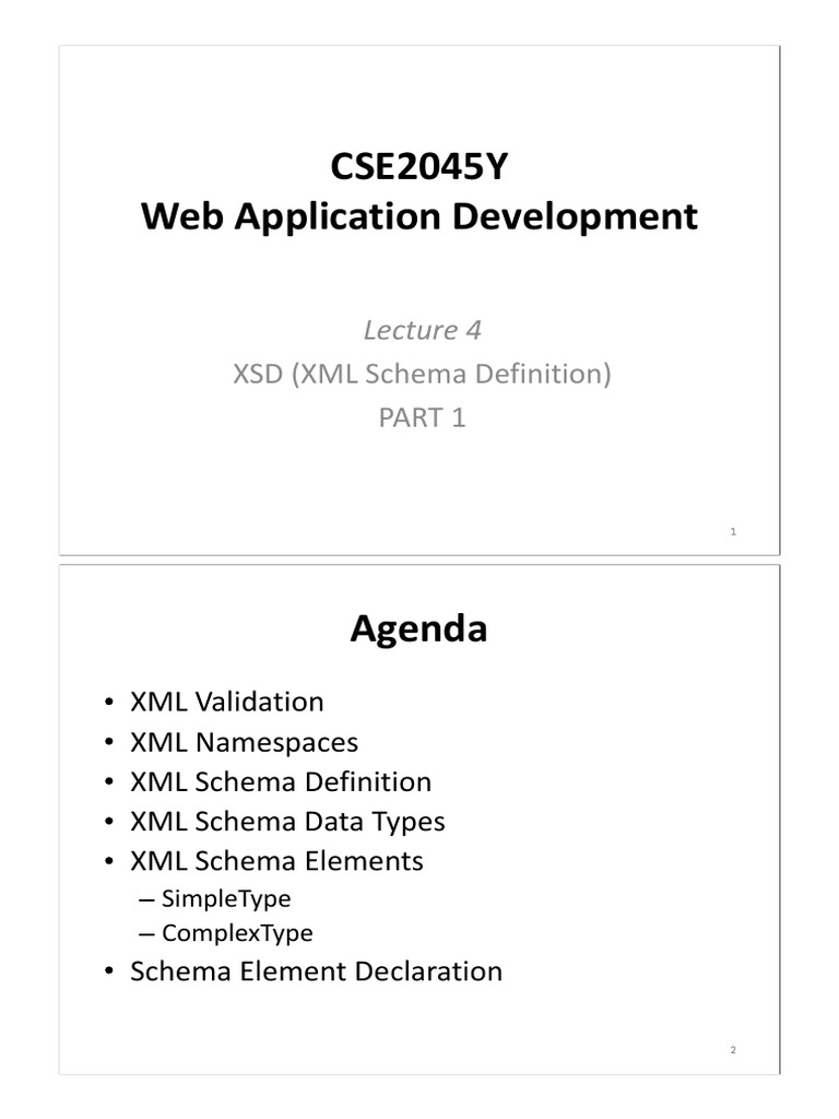 CSE2045Y Web Application Development: XSD (XML Schema Definition) | PDF ...