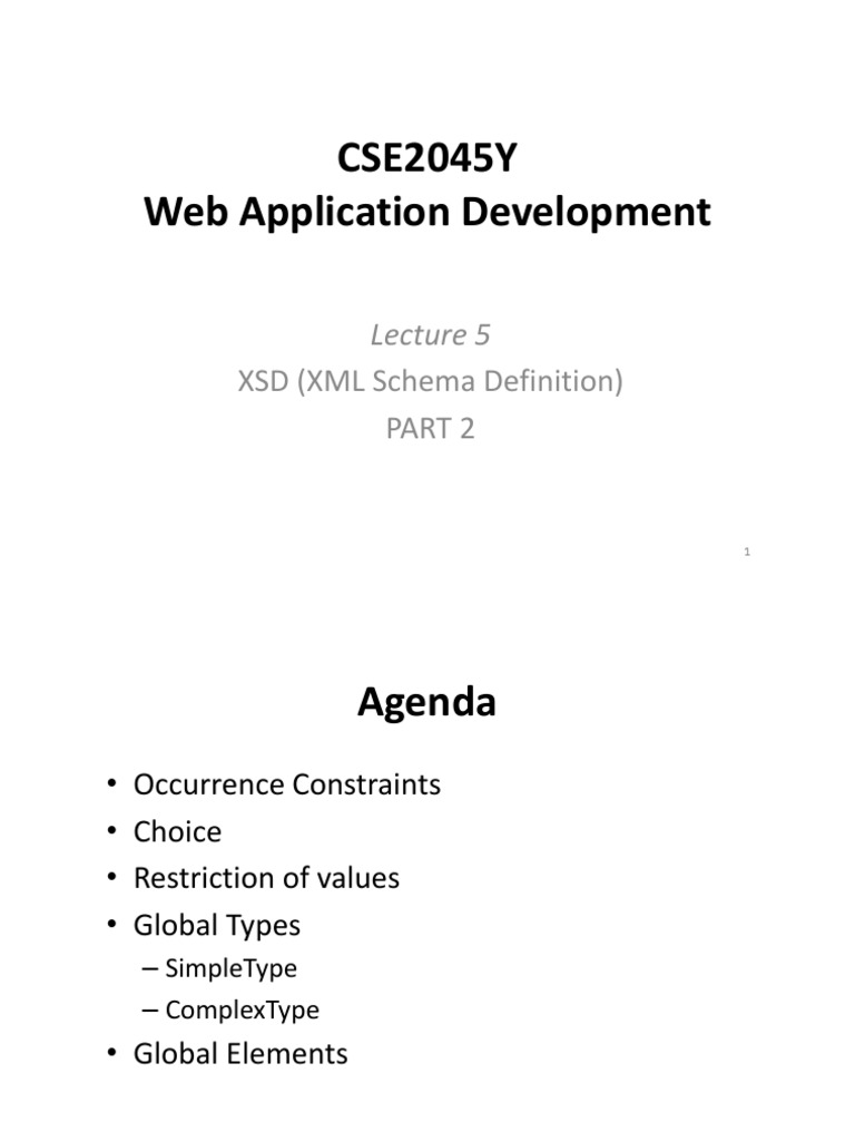CSE2045Y Web Application Development: XSD (XML Schema Definition) | PDF | Xml Schema | Data ...