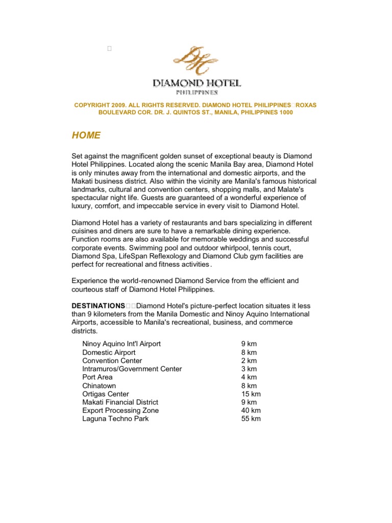 Diamond Hotel | PDF | Manila | Makati