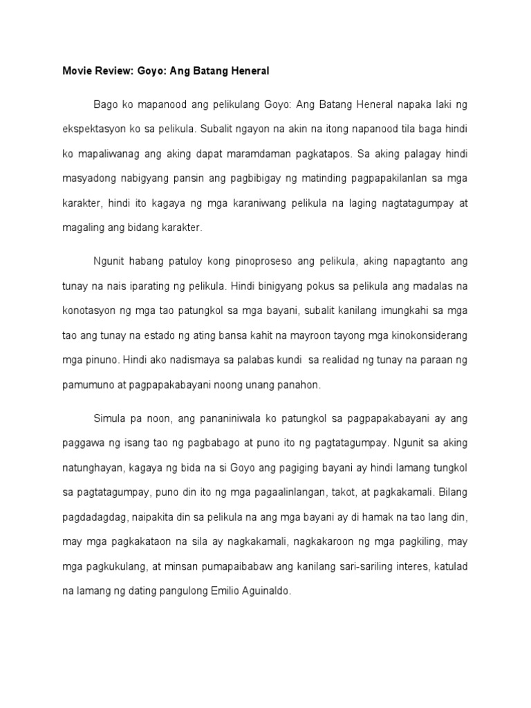 Movie Review - Goyo | PDF