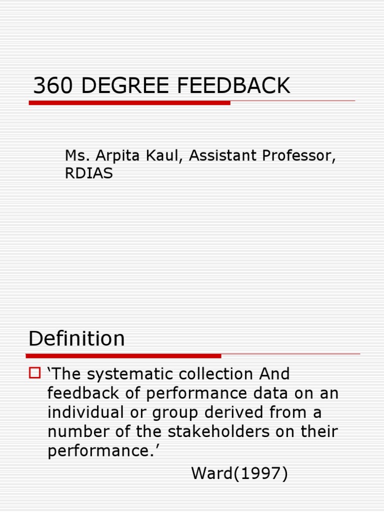 360 Degree Feedback: Ms. Arpita Kaul, Assistant Professor, Rdias | PDF ...