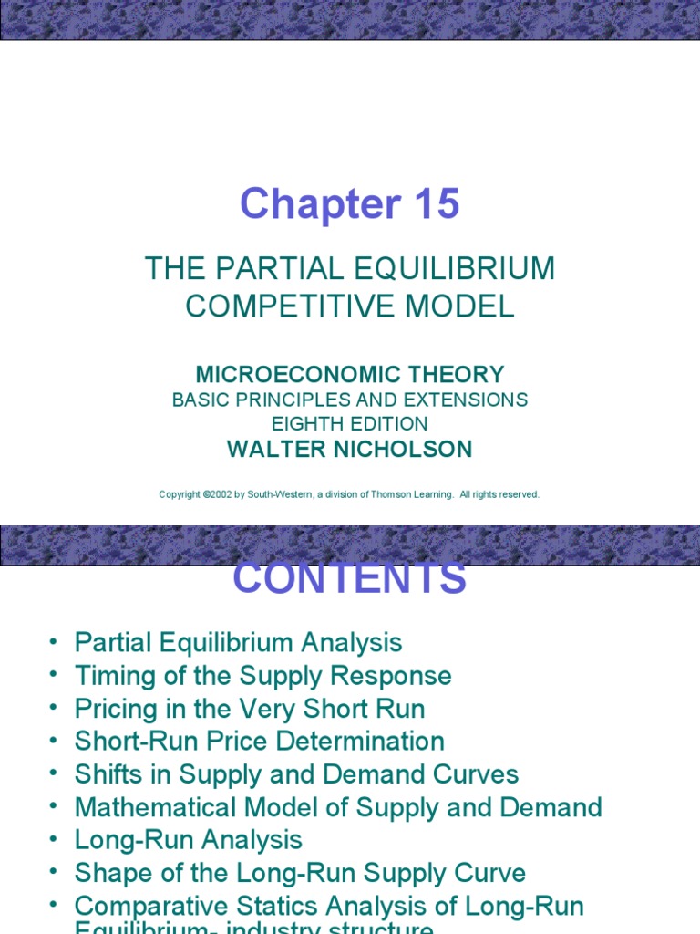 The Partial Equilibrium Competitive Model | PDF | Economic Equilibrium ...