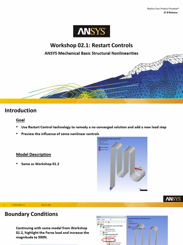 Workshop 02.1: Restart Controls: ANSYS Mechanical Basic Structural ...
