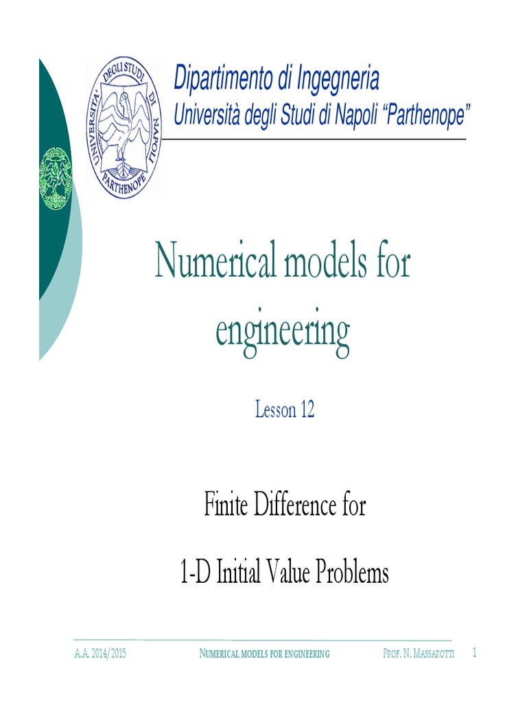 Numerical Models For Engineering: Finite Difference For 1-D Initial Value Problems | PDF ...