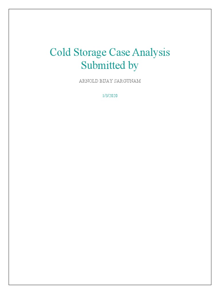 Cold Storage Case Analysis Final | PDF | P Value | Student's T Test