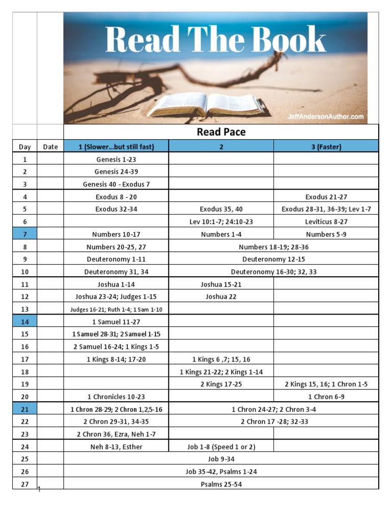 60 Day Bible Read Plan Speed Chart 1 60 6 2018 | PDF | Supernatural ...