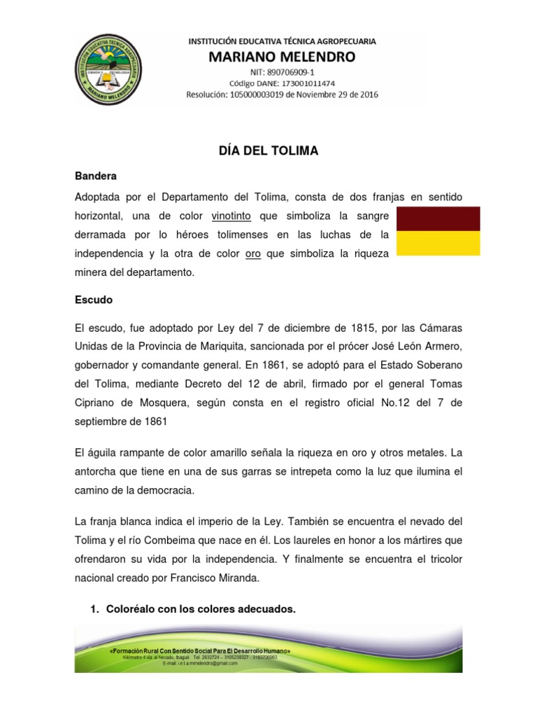 Actividades para el Día del Tolima | PDF | Gobierno