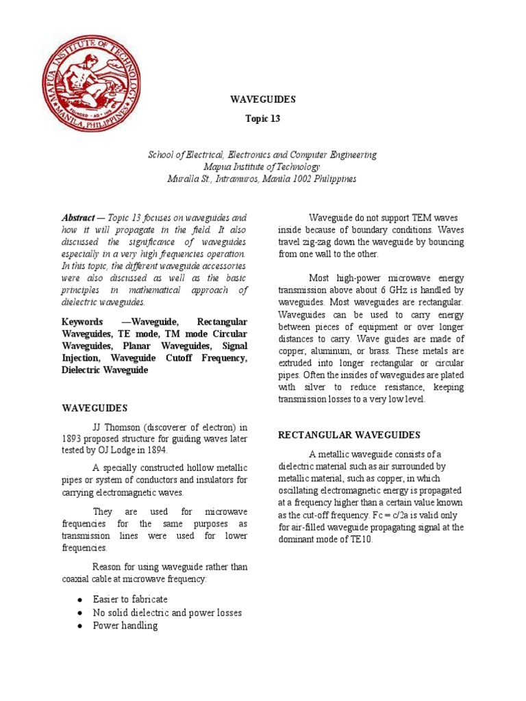 Waveguides Written Report | PDF | Waveguide | Wavelength