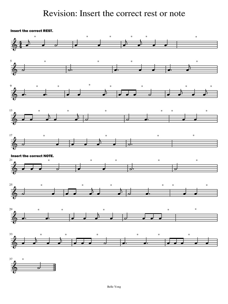 Music Theory - Rhythm Insert Notes and Rests | PDF