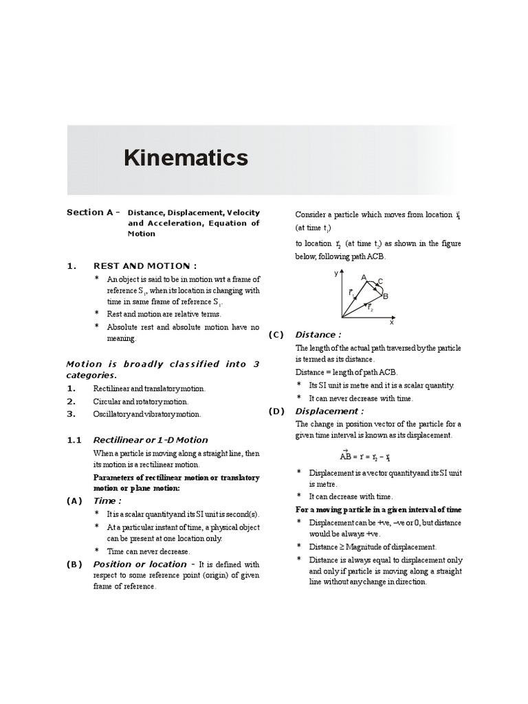 Kinematics: Section A | PDF | Velocity | Speed
