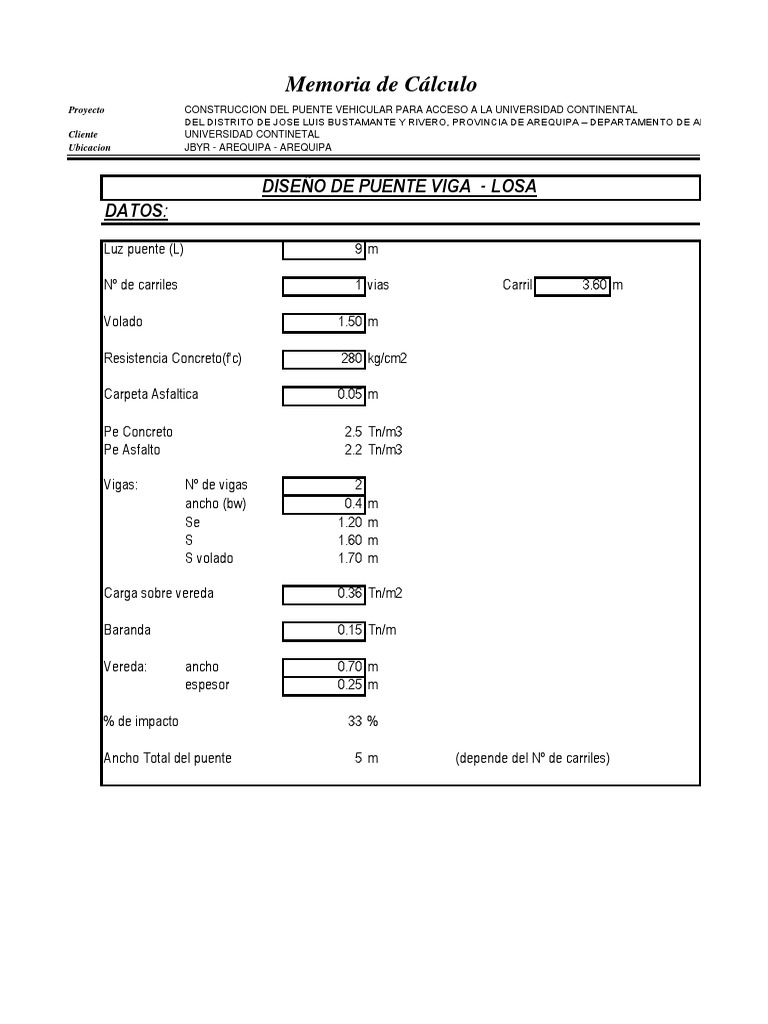 Diseño De Puente Viga Losa Uc Pdf Ingeniería Estructural