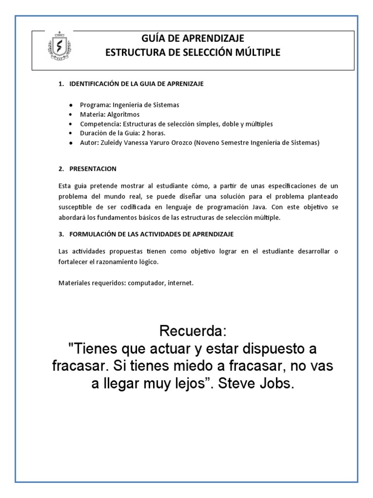 Estructura de Selección Múltiple en Java | PDF | Entorno de desarrollo integrado | Java ...