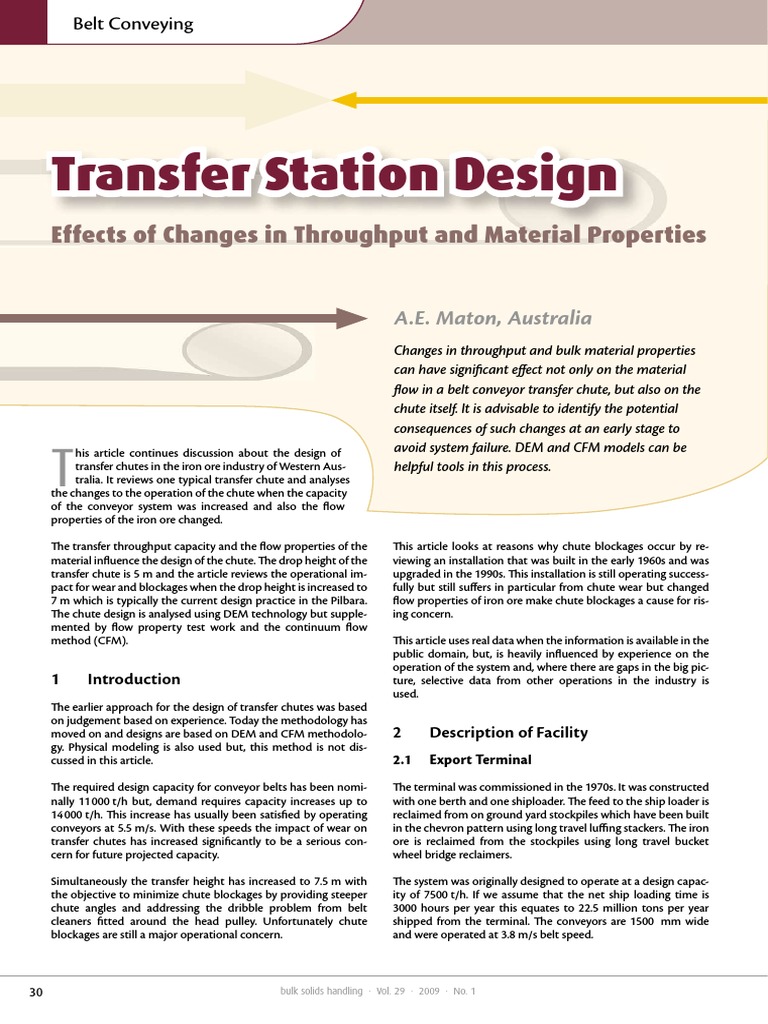 Transfer Station Design | PDF | Wear | Belt (Mechanical)