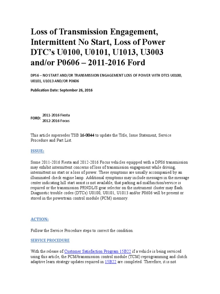 Ford DPS6 Transmission DTCs Guide | PDF | Transmission (Mechanics ...