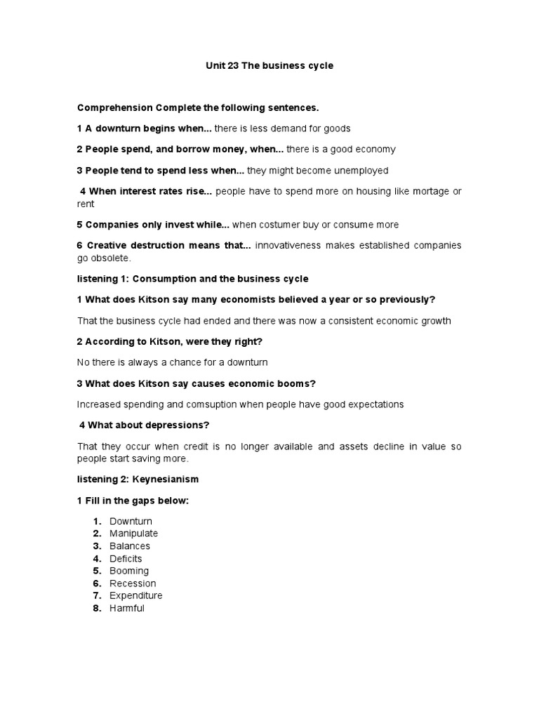 Unit 23 The Business Cycle | PDF | Recession | Business Cycle