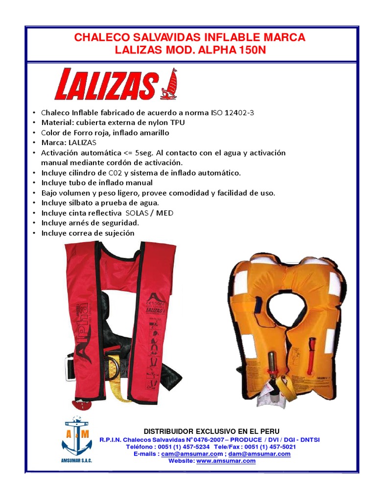 Af Chaleco Inflable Lalizas Alpha 150n | PDF