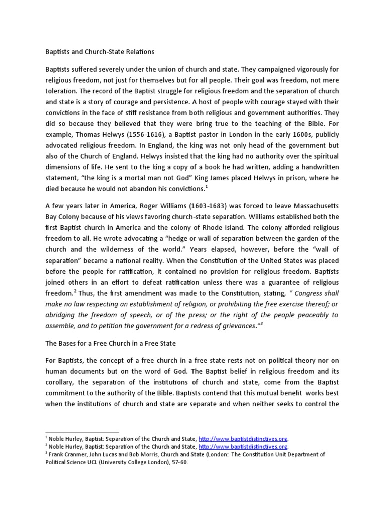 Baptist Theology and Polity | PDF | Separation Of Church And State ...