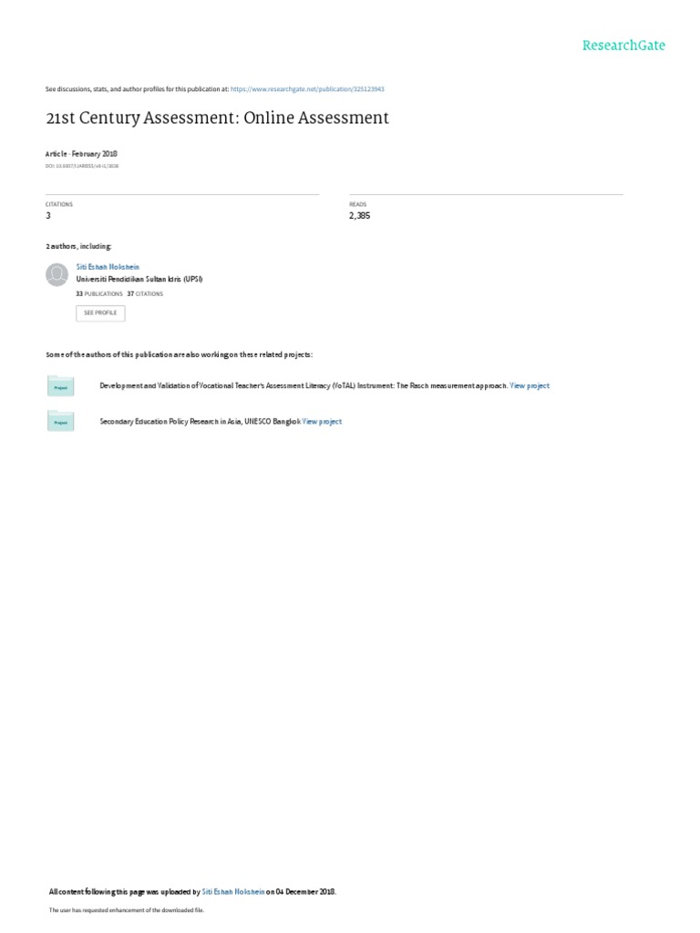 21st Century Assessment: Online Assessment: February 2018 | PDF ...