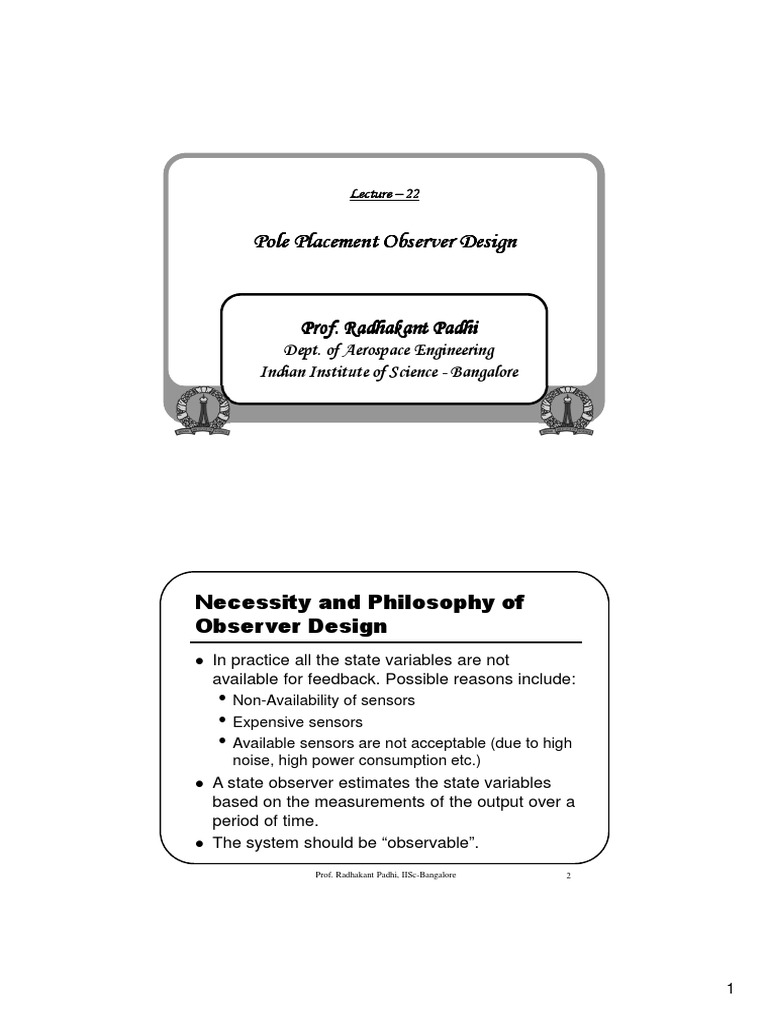 Lecture-22 - Pole Placement Observer | Download Free PDF | Control ... Lecture-22 - Pole Placement Observer | Download Free PDF | Control ...