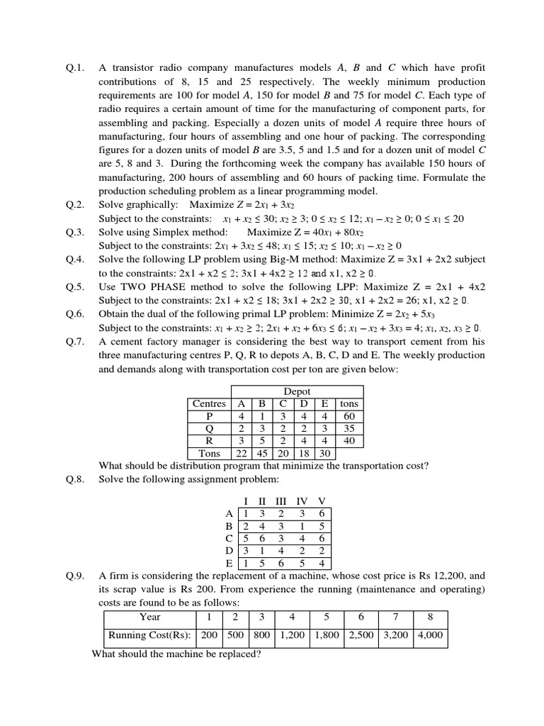 Assignment OT | PDF | Linear Programming | Applied Mathematics