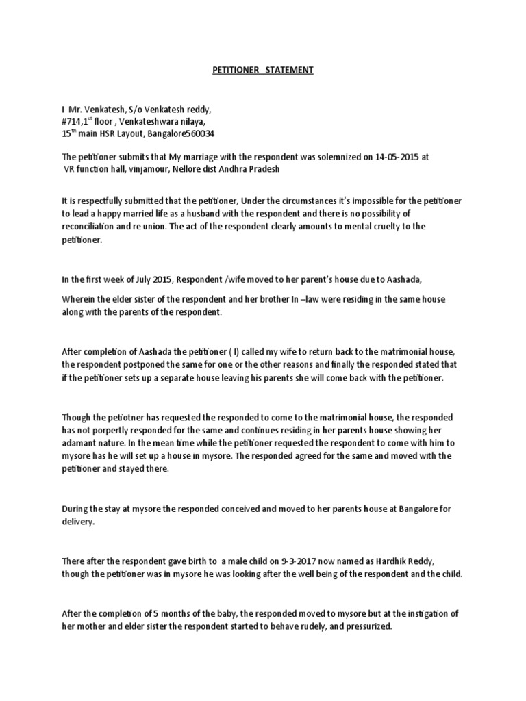 Petitioner Statement | PDF | Marriage | Social Institutions