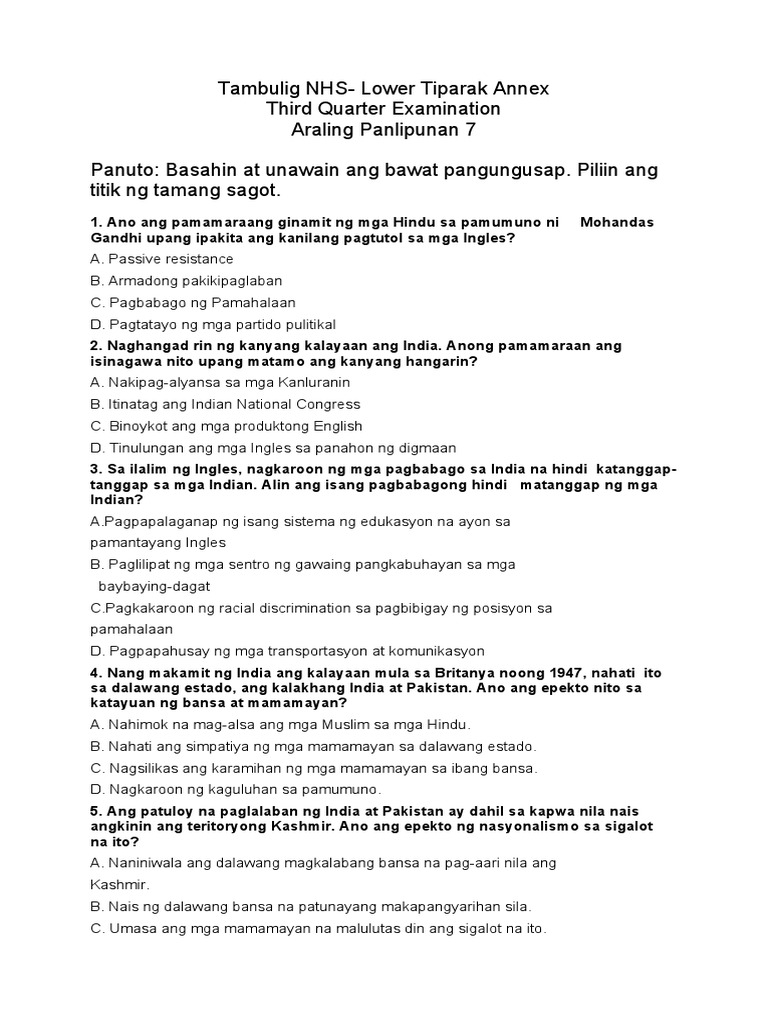 3rd Grading TQ AP 7 | PDF