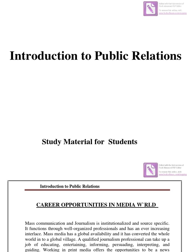 Introduction To Public Relations | PDF | Public Relations | Target Audience