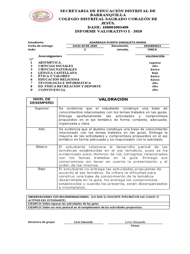 Modelo Informe Valorativo | PDF | Modificación de comportamiento ...