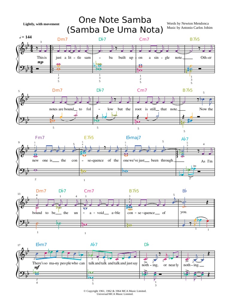 One Note Samba (Samba de Uma Nota) : E Maj7 | PDF | Elements Of Music ...