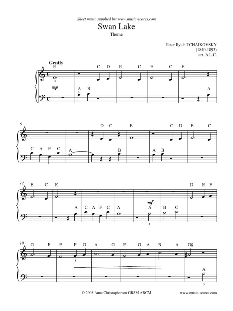 Tchaikovsky Swan Lake Easy Piano PDF | PDF | Pyotr Ilyich Tchaikovsky