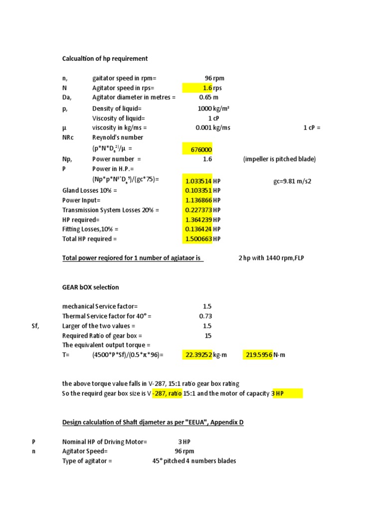 HP Requirement and Gearbox Calculation | PDF | Horsepower ...