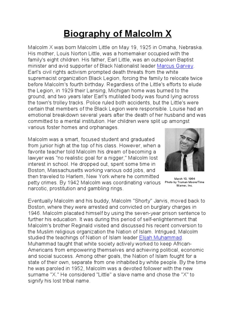 Biography of Malcolm X: Life and Legacy | PDF | Malcolm X | Muhammad