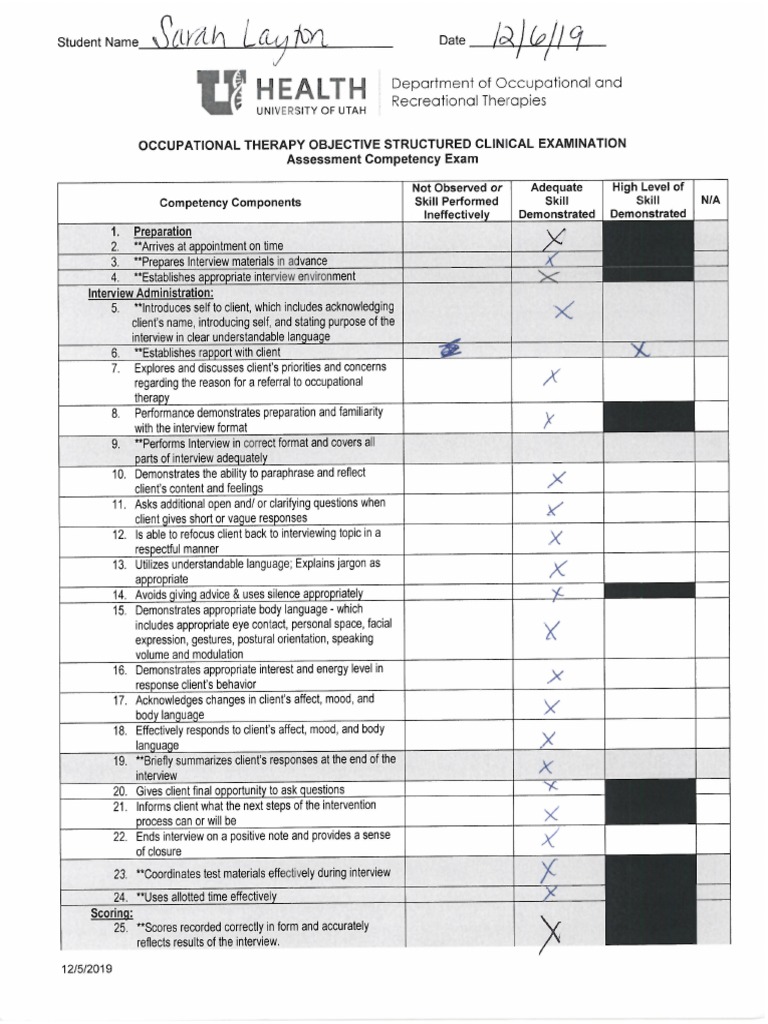 Pediatric OSCE Documentation PDF | PDF | Occupational Therapy ...