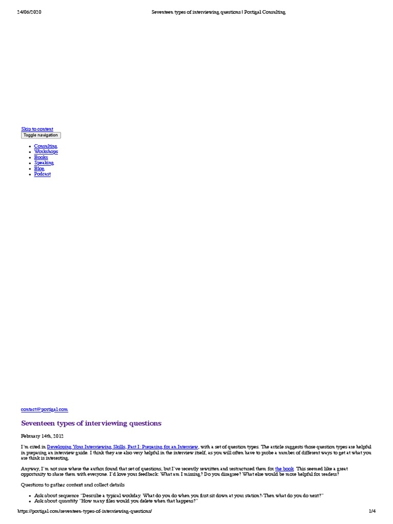 UX User Interviews - Seventeen Types of Interviewing Questions | PDF ...