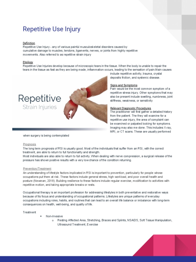 Rsi Presentation Handout | PDF | Clinical Medicine | Diseases And Disorders