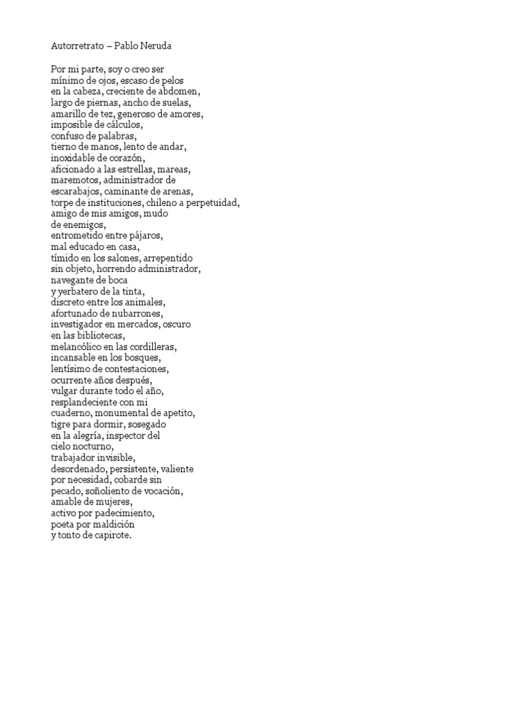 Autorretrato. Pablo Neruda | PDF