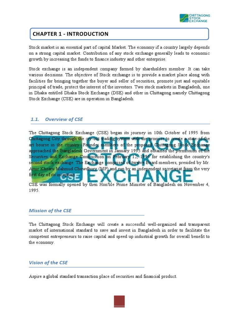 Overview of CSE (Chittagong Stock Exchange) | PDF | Stocks | Investor