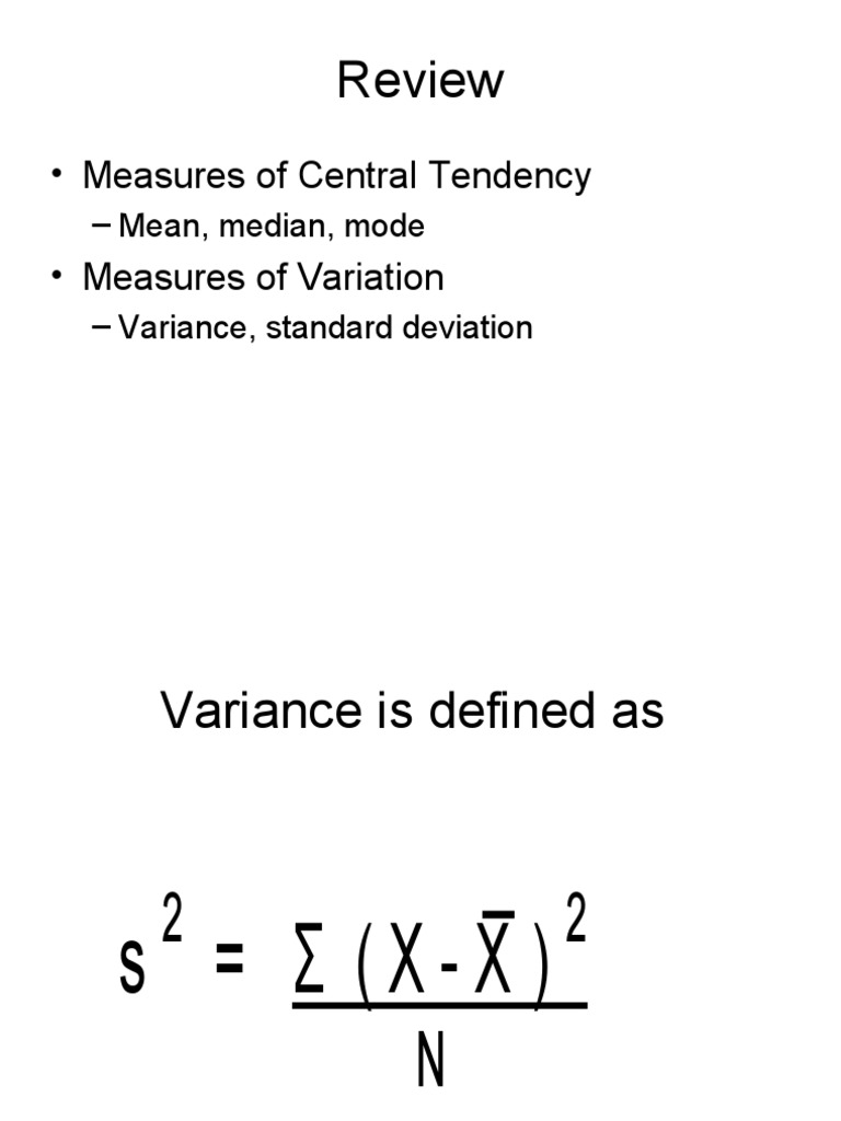 Review: - Measures of Central Tendency - Measures of Variation | PDF ...