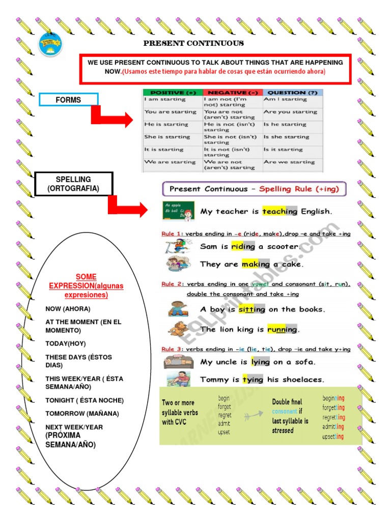Present Continuous Action Verbs | PDF
