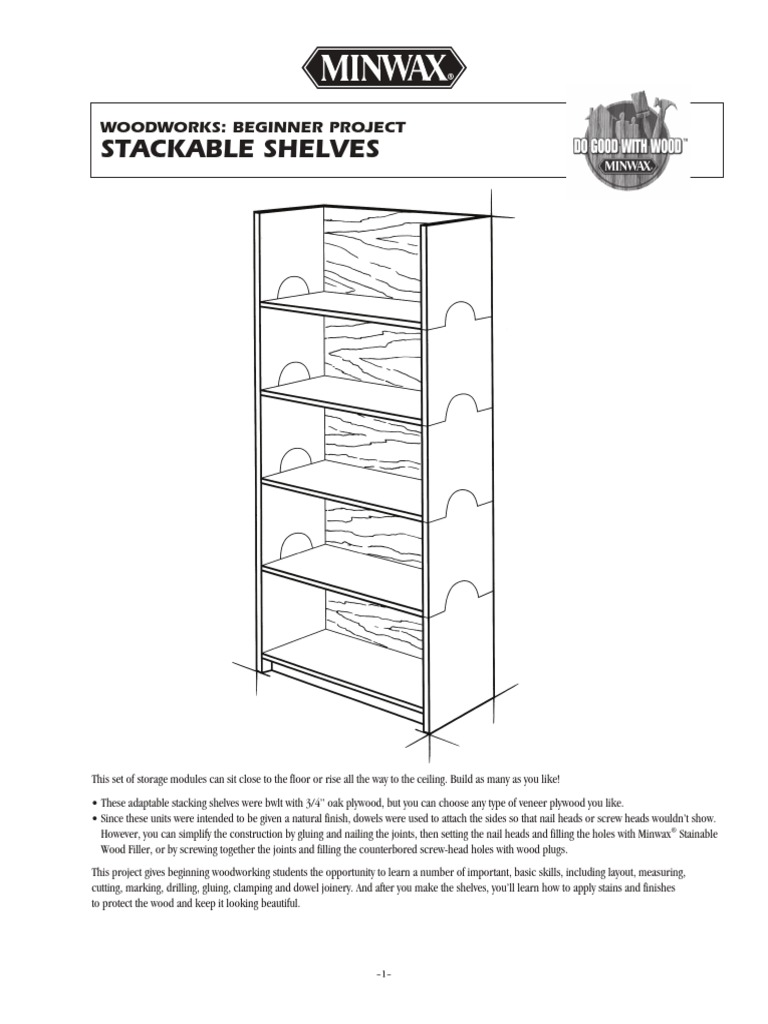 Stackable Shelves: Woodworks: Beginner Project | PDF | Woodworking | Wood