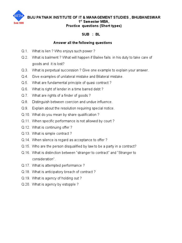 Practice Question - MBA 1st Sem | PDF