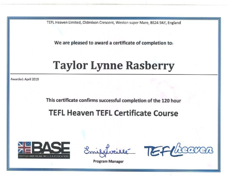 Tefl Certificate | PDF