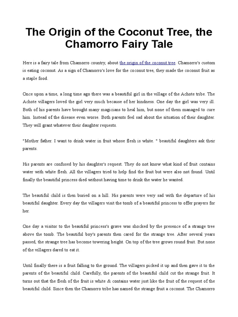 004 The Origin of The Coconut Tree, The Chamorro Fairy Tale | PDF