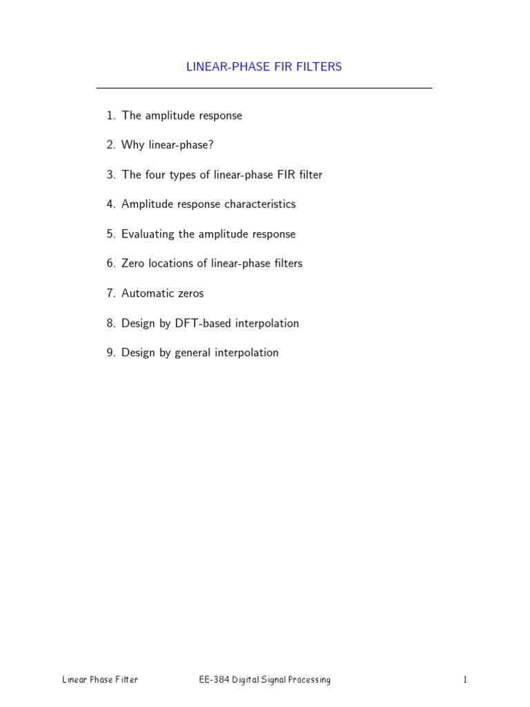 Linear Phase Filter | PDF | Filter (Signal Processing) | Digital Signal ...