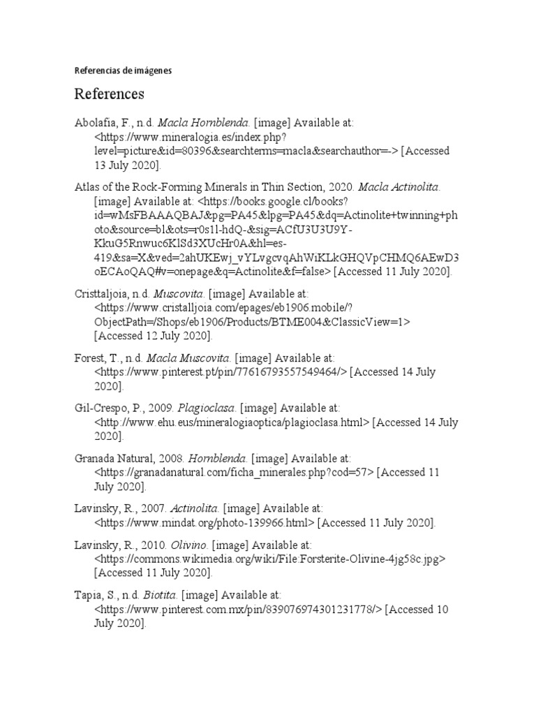 Referencias de Imágenes | PDF | Classification Of Minerals | Natural ...