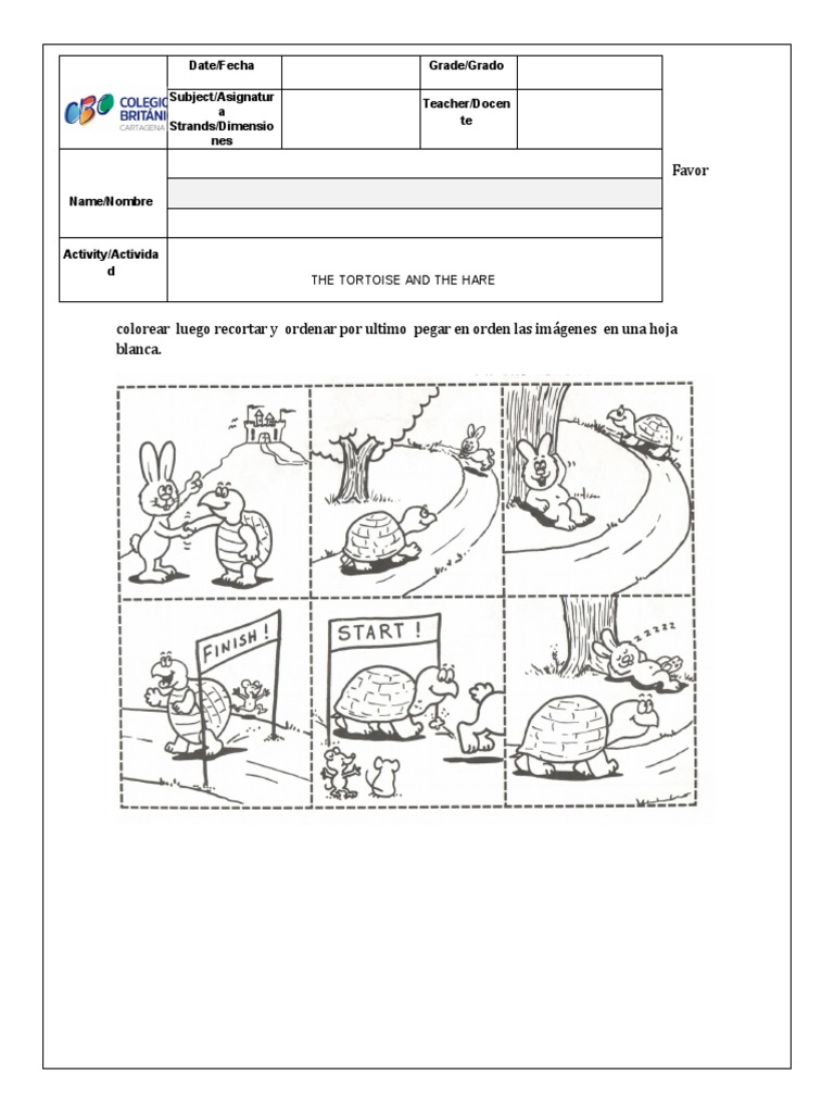 The Tortoise and The Hare Coloring Worksheet | PDF