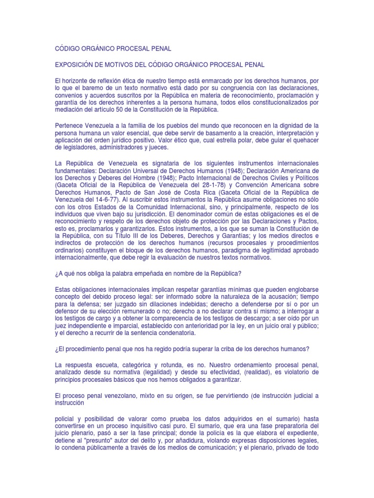 Estructura y Analisis Copp Venezuela | PDF | Procedimiento Criminal | Derecho penal