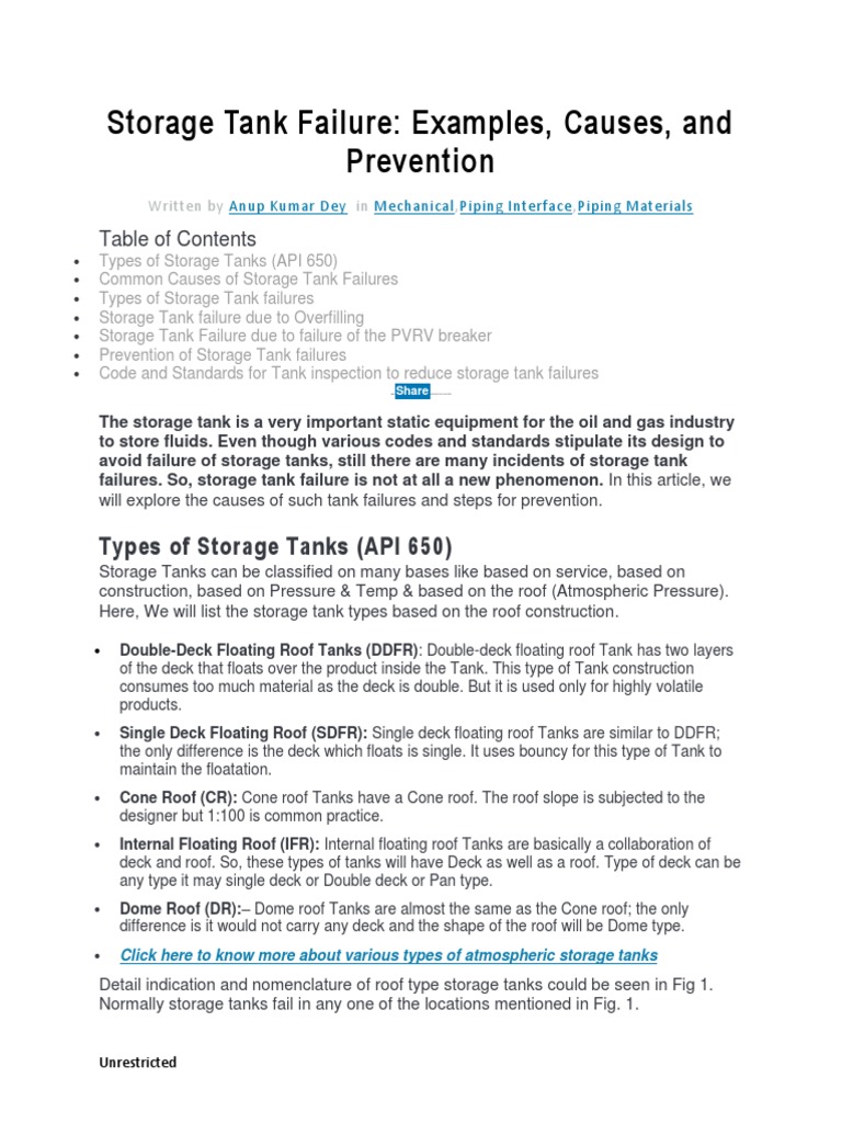 Storage Tank Failure | Download Free PDF | Oil Refinery | Tanks