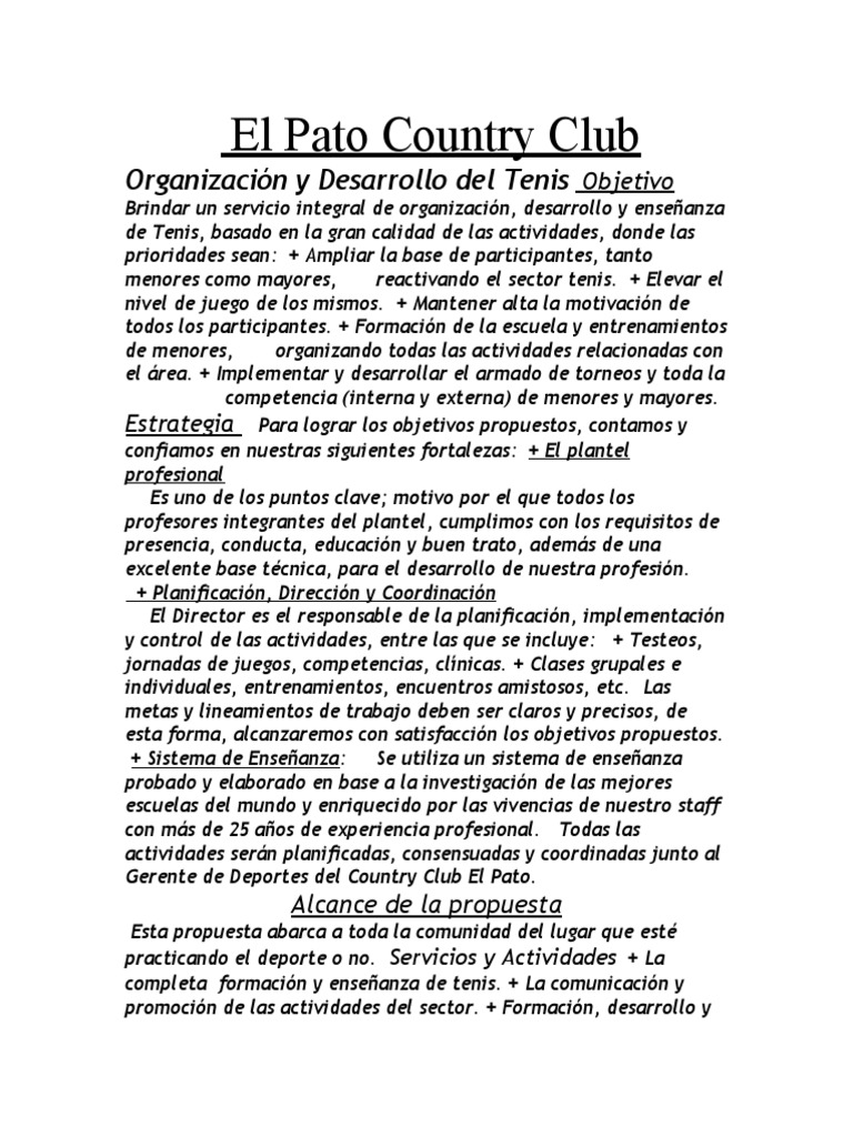 El Pato Tenis | PDF | Planificación | Deportes